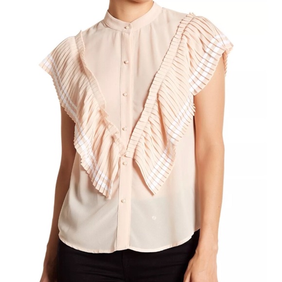 Twelve By Ontwelfth | Tops | Ontwelfth Pleated Blouse Peach Sheer ...